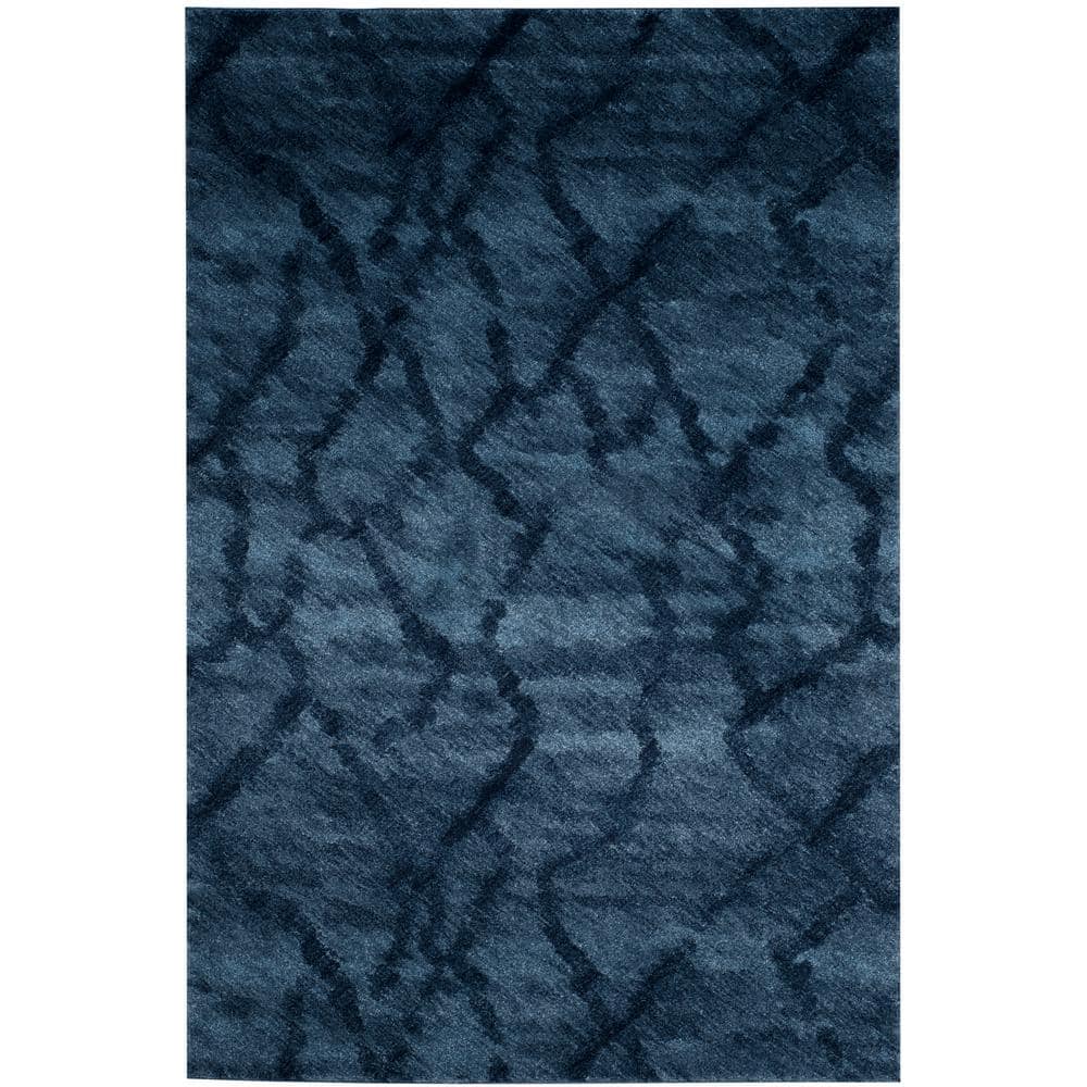 SAFAVIEH Retro Blue/Dark Blue 6 ft. x 9 ft. Abstract Area Rug RET2144 ...
