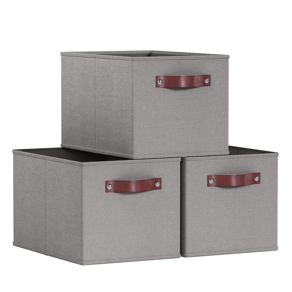 Ornavo Home 3-Pack Collapsible Storage Fabric Shelf Basket with Faux ...