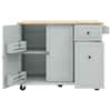 Grey Blue Rolling Kitchen Cart with Storage (54 in. W) KCAIXGB - The ...