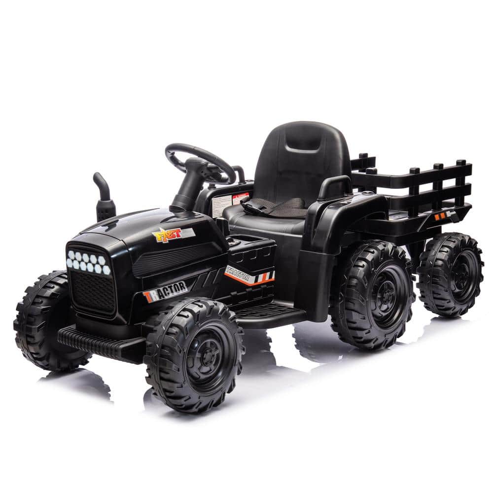 Zeus & Ruta 24-Volt Black Kids Ride on Tractor Electric Car with ...