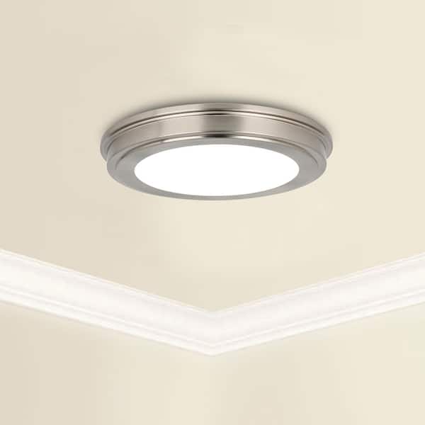 Commercial Electric 11 in. Brushed Nickel Color Changing LED Ceiling ...