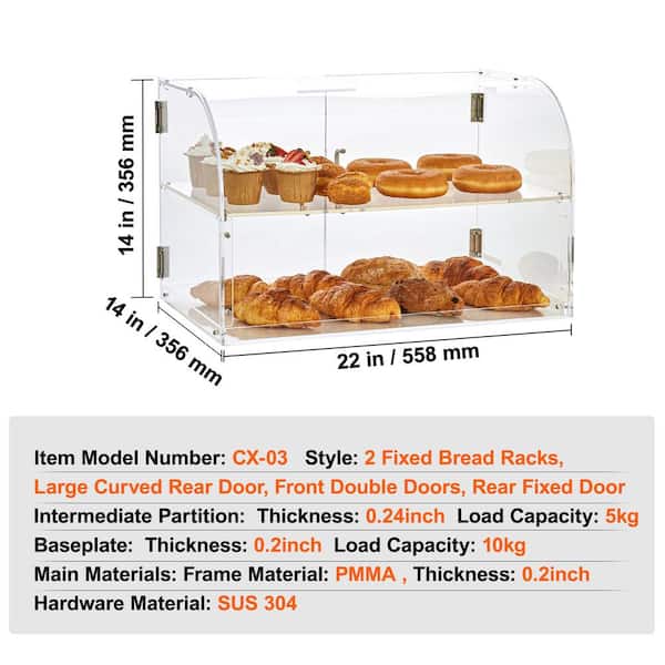 Pastry Display Cabinet Clear Acrylic 3-Tier Pastry Display Case With ...