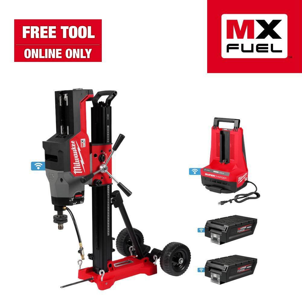 Milwaukee MX FUEL Lithium-Ion Core Drill Rig Kit with (2) FORGE HD12.0 ...