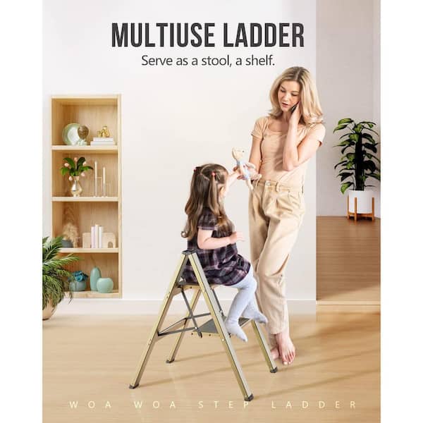 Wood Step Ladder Giantex 3-in-1 Folding Step Ladder - Convertible Wood ...