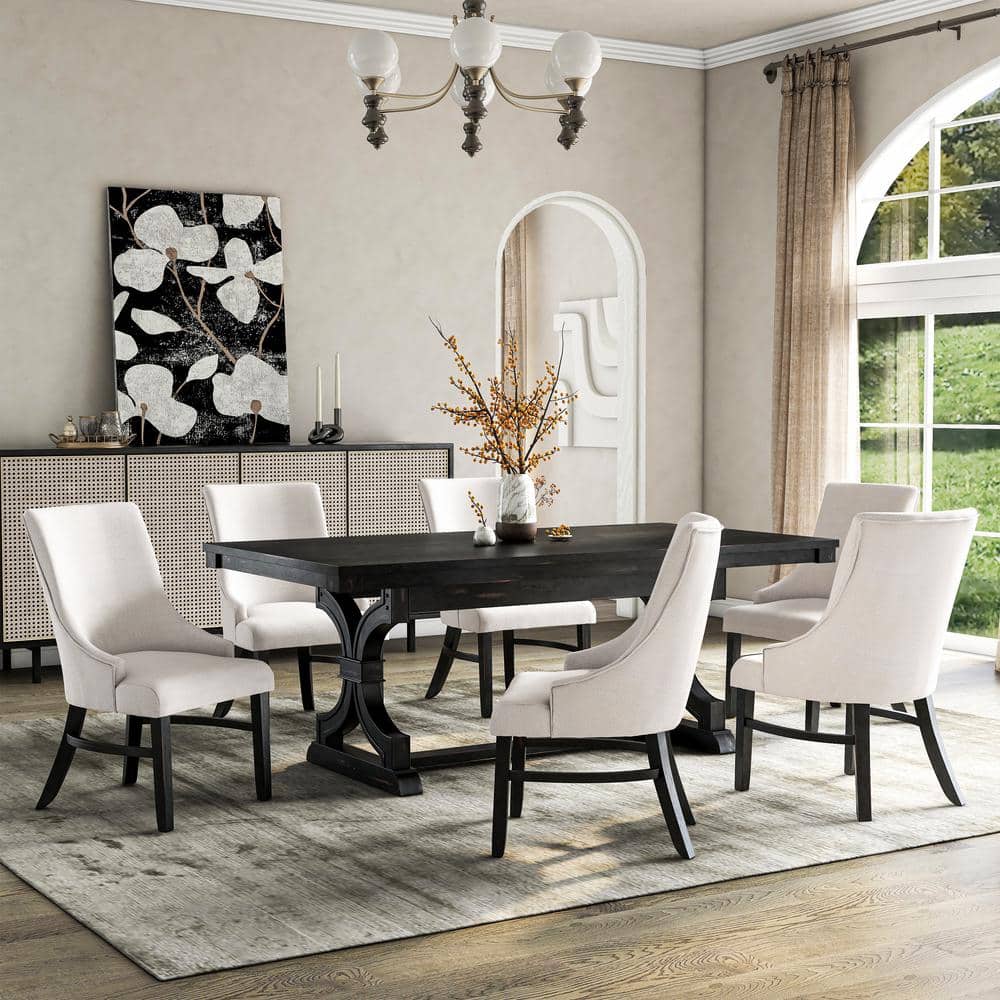 Furniture of America Daniels Farmhouse Black Dining Set Seats 6 ...