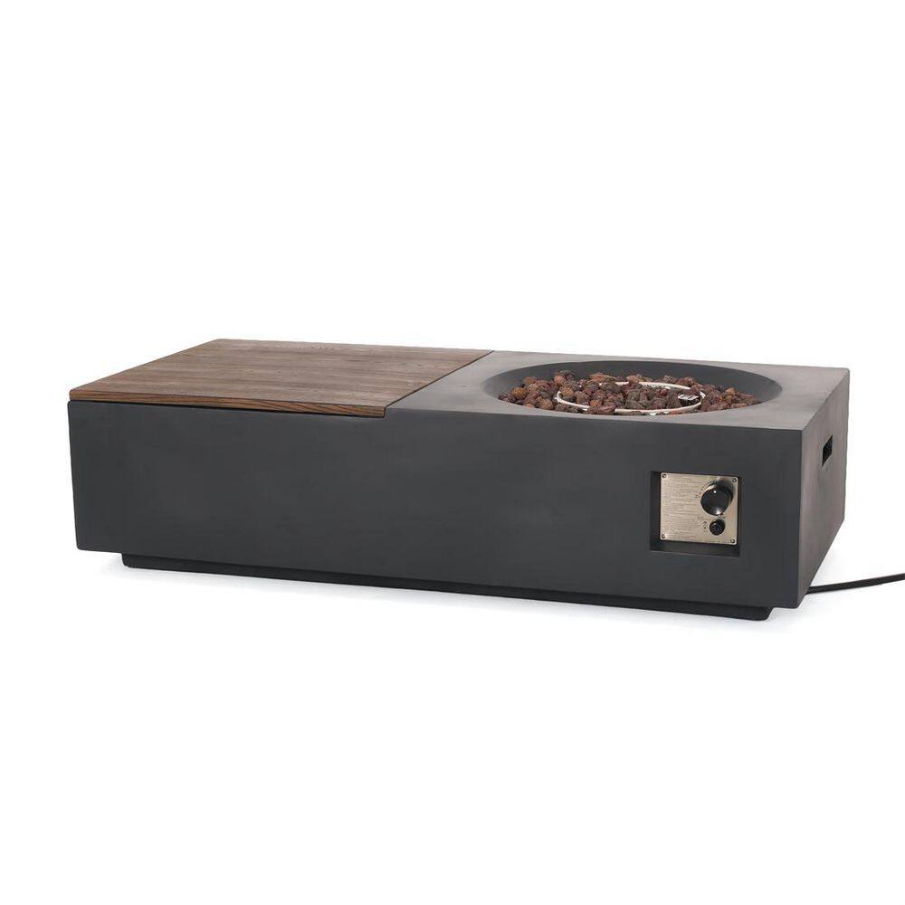 Kahomvis 56 in. 50,000 BTU Gray MGO Propane Outdoor Fire Pit with ...