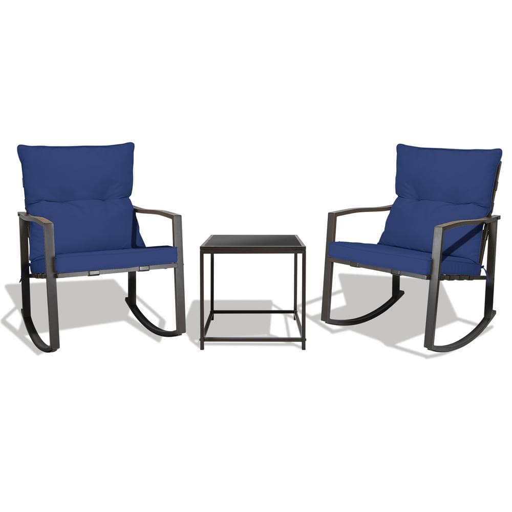 Have a question about Amagenix Black 3-Pieces Metal Patio Rocking Chair ...