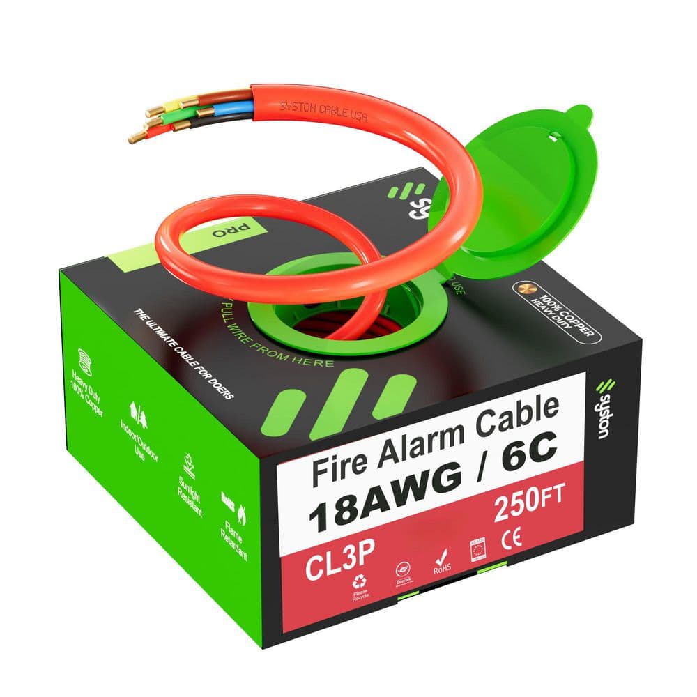 Syston Cable Technology 250 ft. 18/6 Red FPLP Plenum Rated Unshielded ...