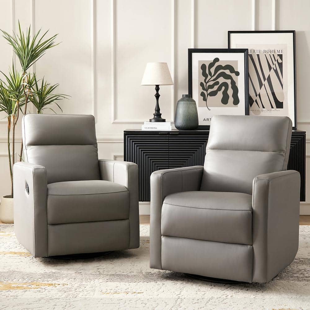 JAYDEN CREATION Benito Modern Genuine Leather Swivel Rocker Recliner ...
