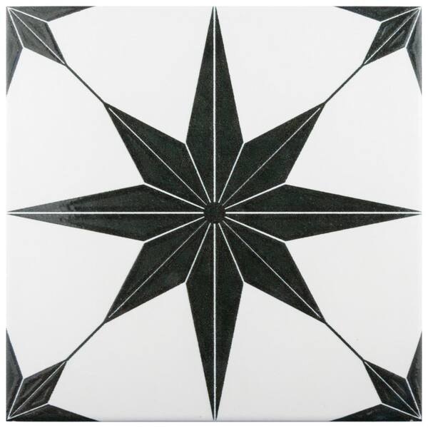 Merola Tile Stella Luxe Nero 9-3/4 in. x 9-3/4 in. Porcelain Floor and ...