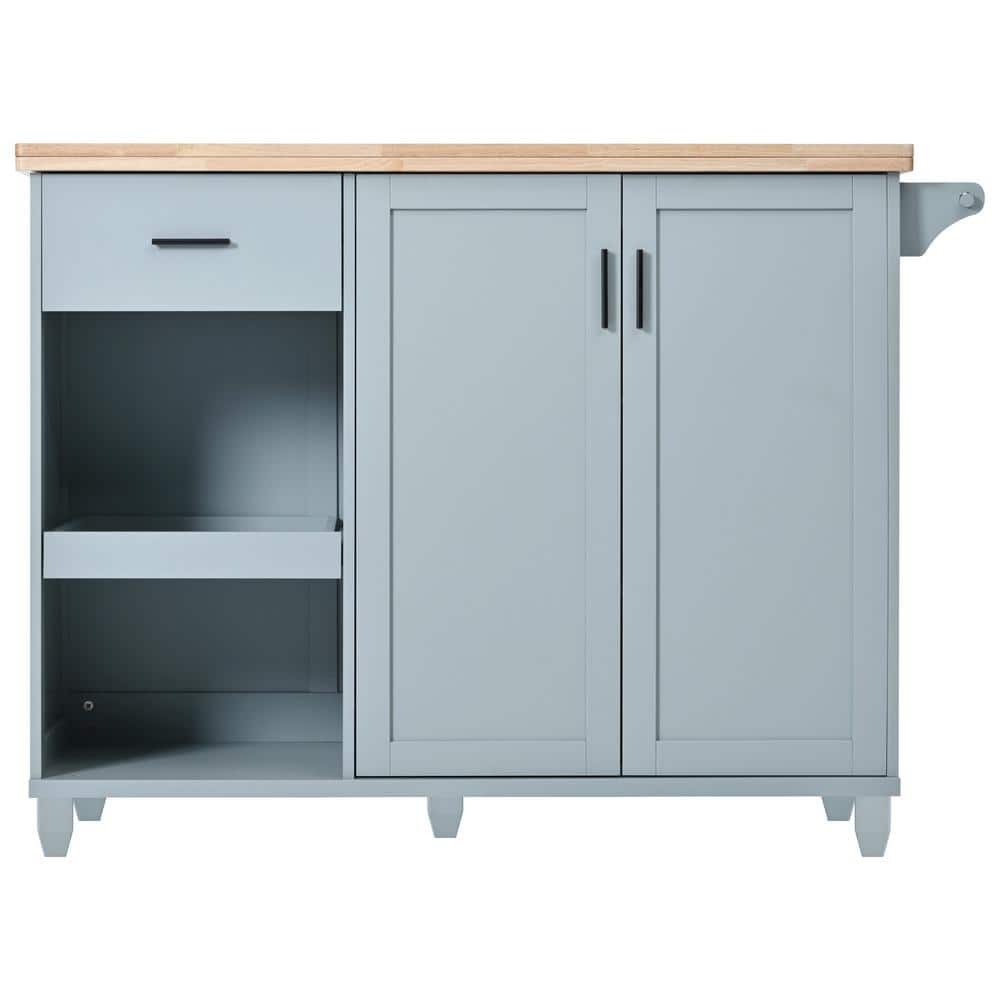 Zeus & Ruta Blue Kitchen Island with Foldable Counter Top, Storage Cart ...