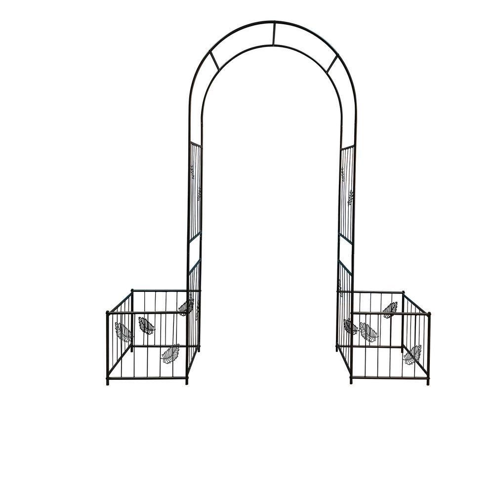 GAWEZA 87 in. x 80 in. Metal Garden Arbor Garden Arch Climbing Plants ...