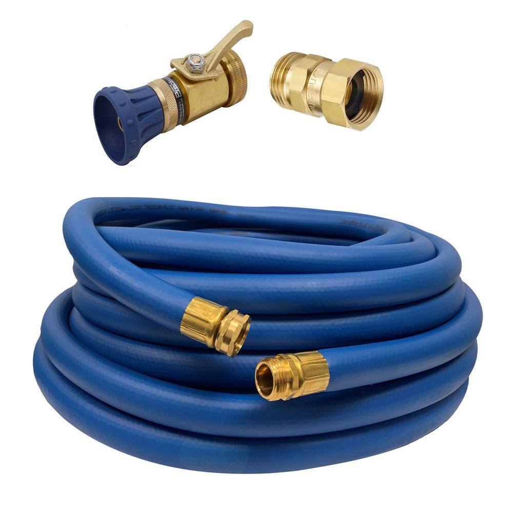 Underhill 0.75 in. dia. x 75 ft. Blue Water Hose w/Precision Cloudburst ...