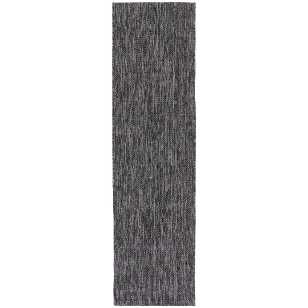 SAFAVIEH Courtyard Black/Gray 2 ft. x 8 ft. Dotted Diamond Indoor ...