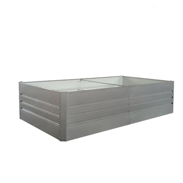 Boosicavelly 8 x 4 x 2 ft. Grey Metal Outdoor Planter Box (1-Pack ...