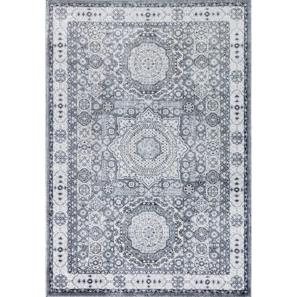Rugs America Hailey Ice Cube Silver 2'6"x4' Vintage Gray Area Rug ...