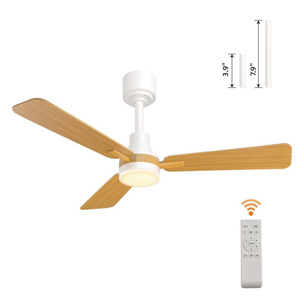 LINJO 42 in. Smart Indoor White Ceiling Fan with 3-Colors LED Light and ...