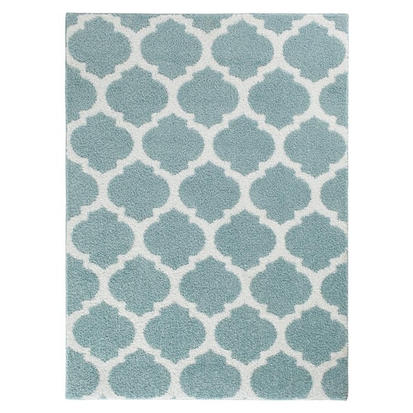 TrafficMaster Seyward Angel Blue/White 8 ft. x 10 ft. Area Rug SAN7696 ...