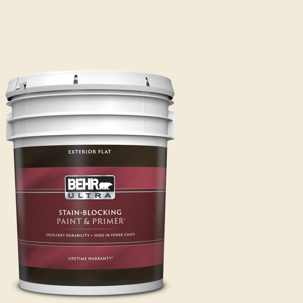 BEHR ULTRA 5 gal. #PPU7-13 Coastal Beige Flat Exterior Paint & Primer ...
