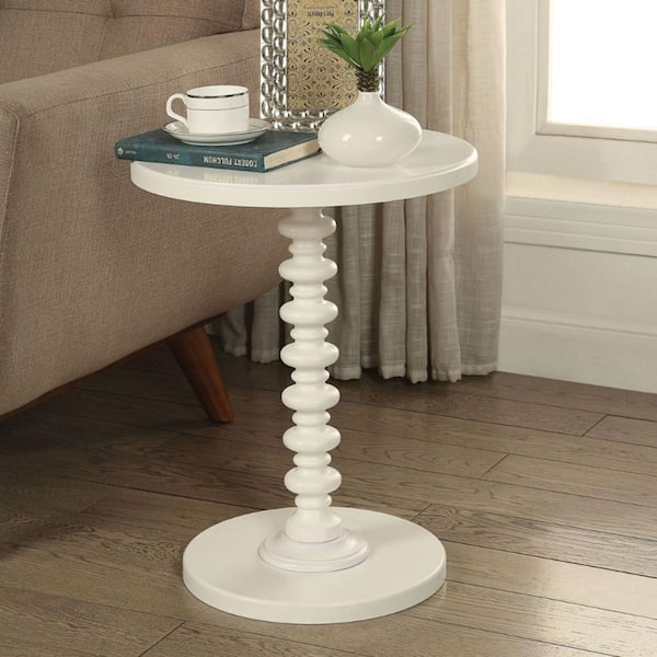 HomeRoots 17 in. White Round Wood End Table 2000286294 - The Home Depot