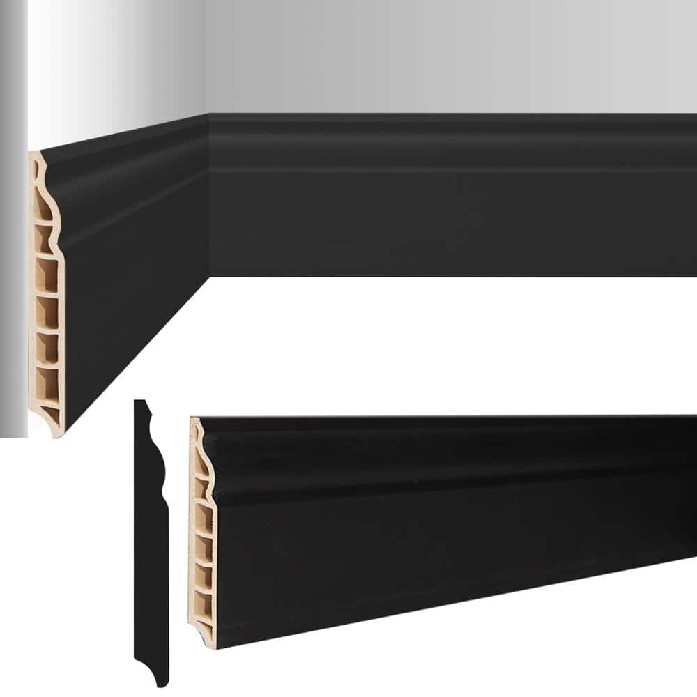Art3d Black 0.5in.D x 3.15in.W x 96in.L Finished PVC Baseboard Moulding ...