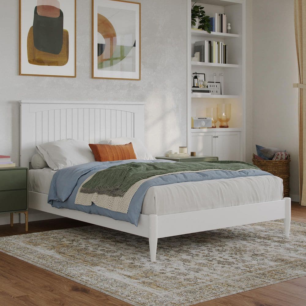 AFI Naples White Solid Wood Frame Full Low Profile Platform Bed ...