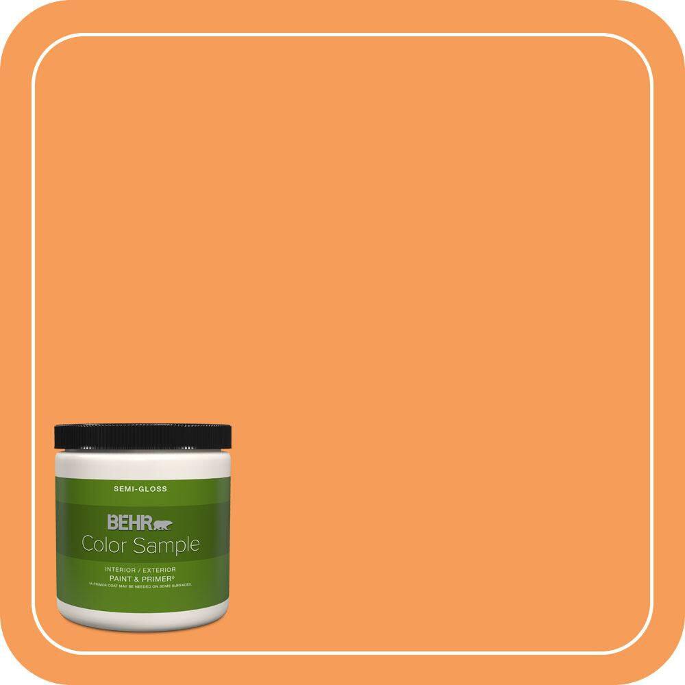 BEHR PREMIUM PLUS 8 oz. #P220-6 Bergamot Orange Semi-Gloss Interior ...
