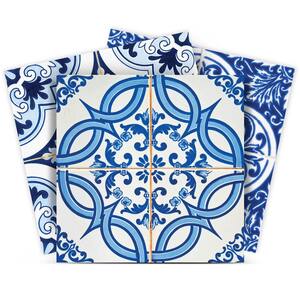 MI ALMA Blue and White SB50 7 in. x 7 in. Vinyl Peel and Stick Tile (24 ...