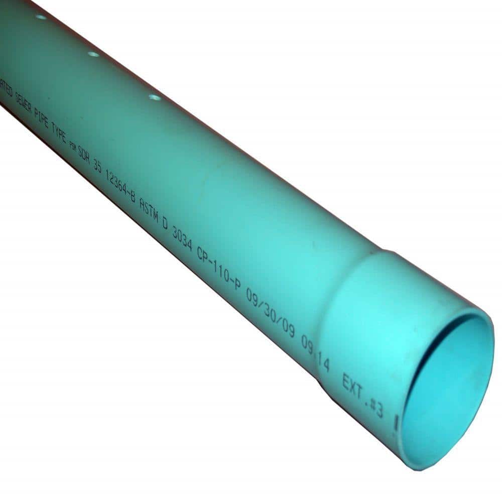 Charlotte Pipe 4 in. x 10 ft. PVC Perforated Sewer Pipe S/M 06004P 0600 ...