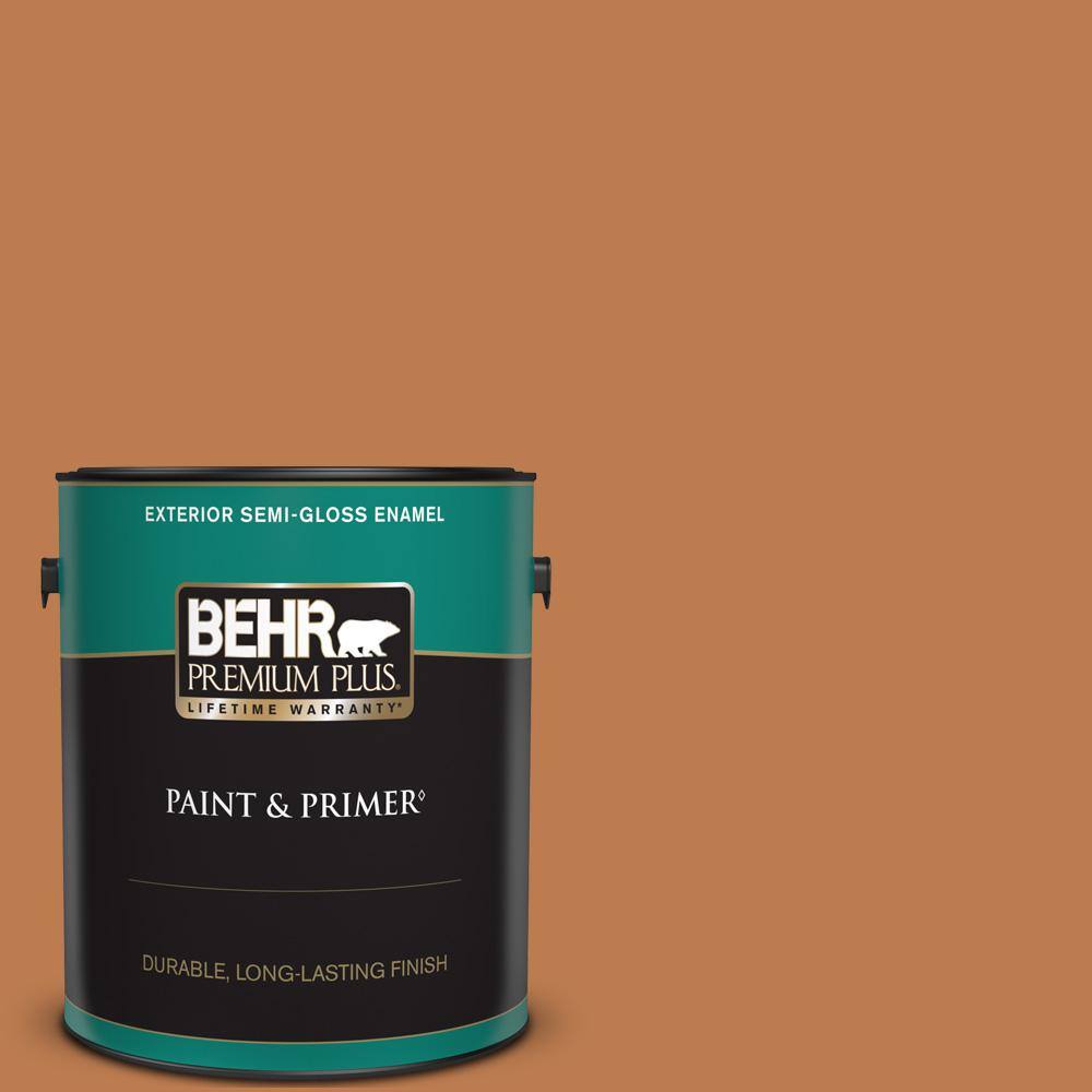 BEHR PREMIUM PLUS 1 gal. #260D-6 Chai Spice Semi-Gloss Enamel Exterior ...