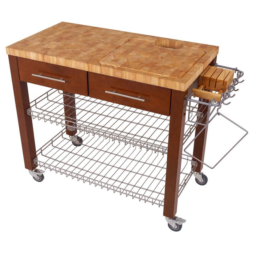 Chris and Chris Chef Series Espresso Kitchen Cart with Basket JET7752