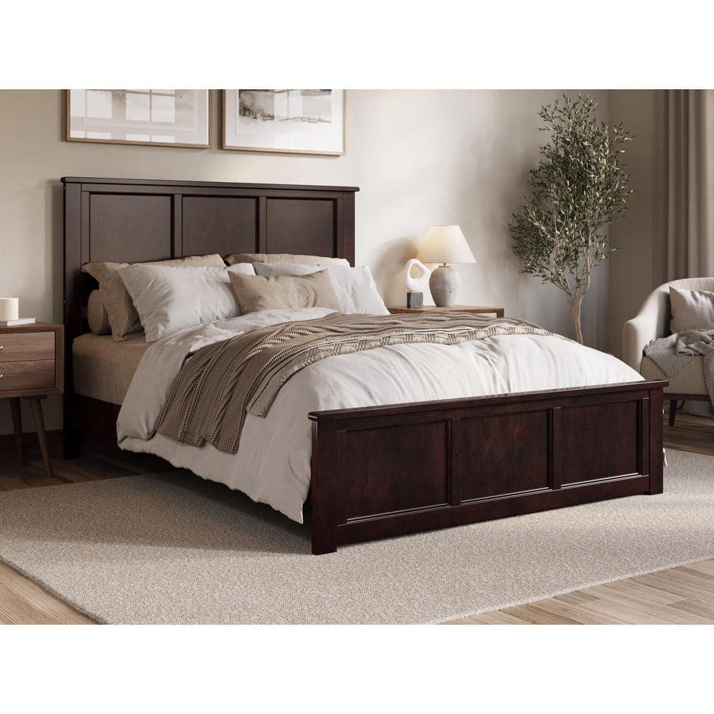 AFI Charlotte Queen Solid Wood Low Profile Platform Bed with Matching Footboard Espresso
