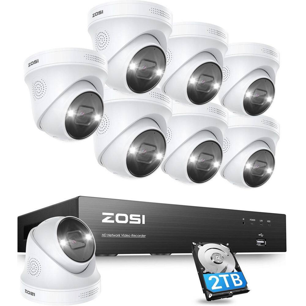 ZOSI 4K UHD 8-Channel 2TB PoE NVR Security Camera System with 8 8MP ...