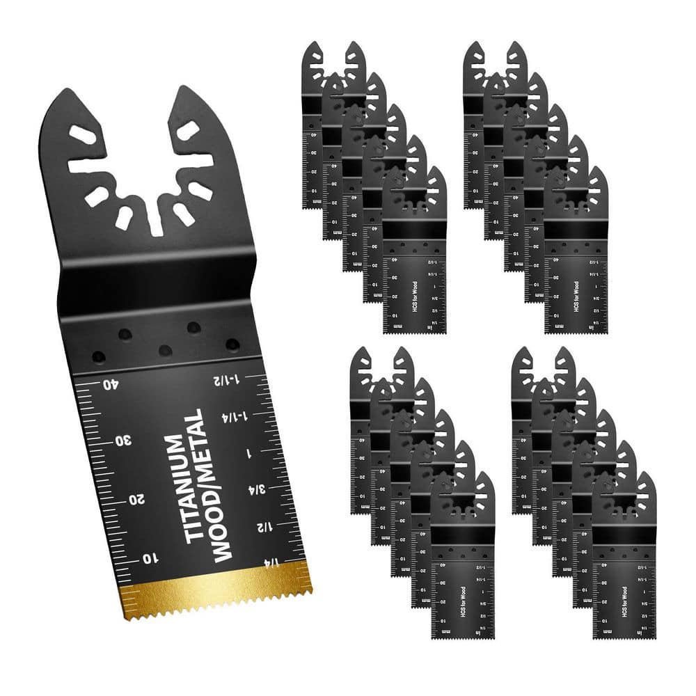 20PCS High-Carbon Steel and Titanium Oscillating Tool Blades Kit with ...