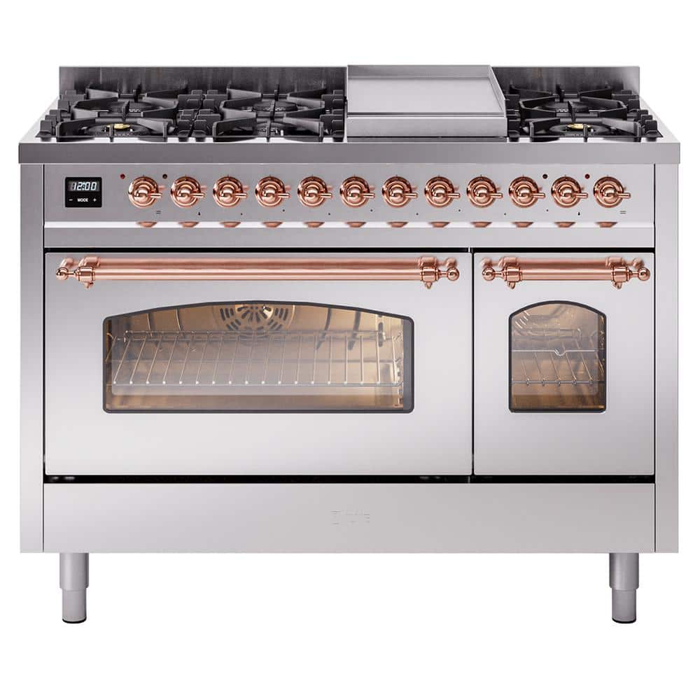 ILVE Nostalgie II 48 in. Dual Fuel Natural Gas Range with 8 Burners ...