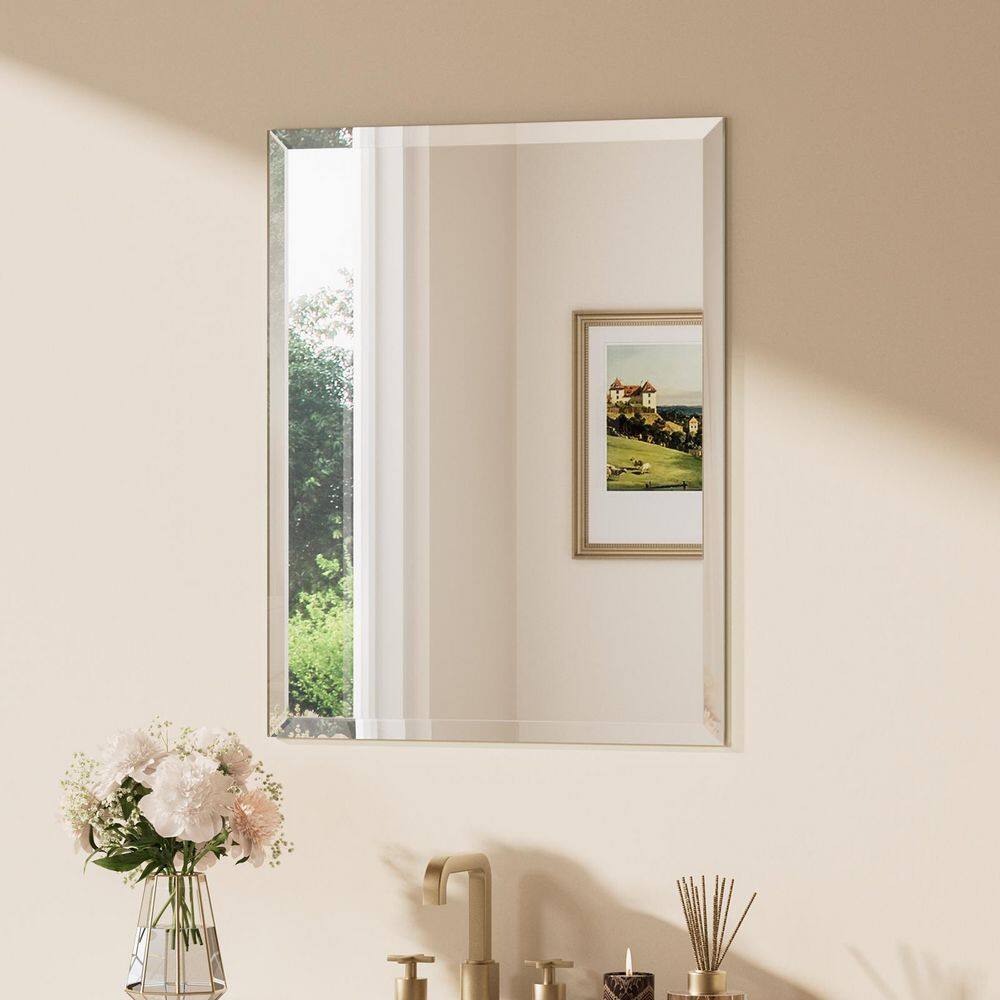 KeonJinn 24 in. W x 30 in. H Rectangular Beveled Edge Frameless Wall ...