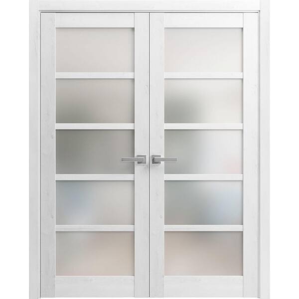 Sartodoors 56 in. x 80 in. 2 Panel Nordic White Finished Solid MDF ...