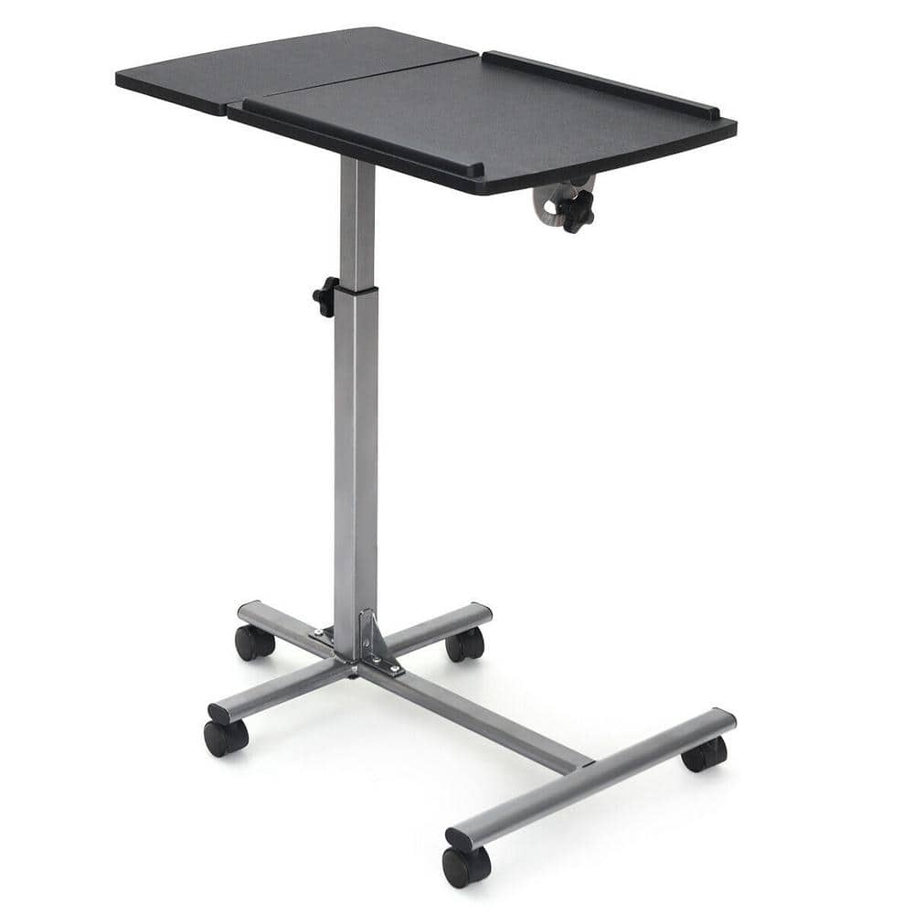 Costway 16 in. Rectangular Black Laptop Desk with Adjustable Height ...