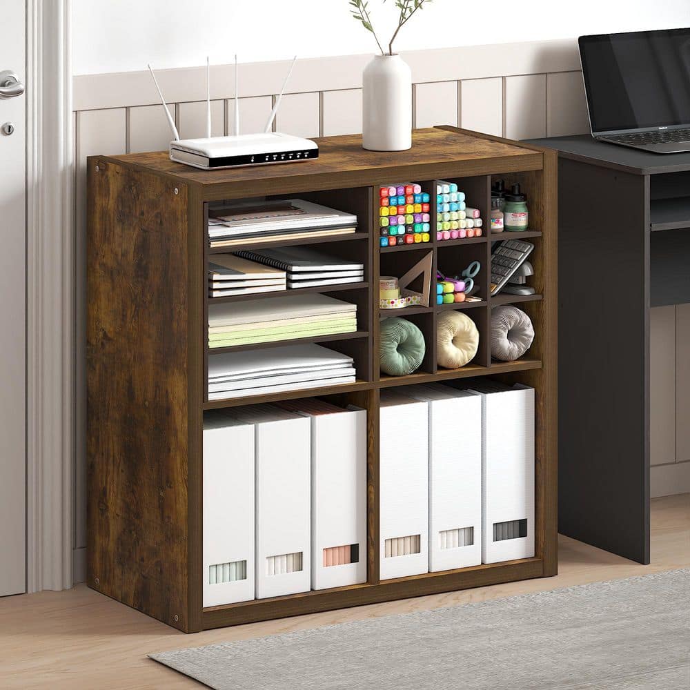 Furinno Cubicle 30 in. Tall Amber Pine Wood 4-Shelf Open Back Bookcase ...