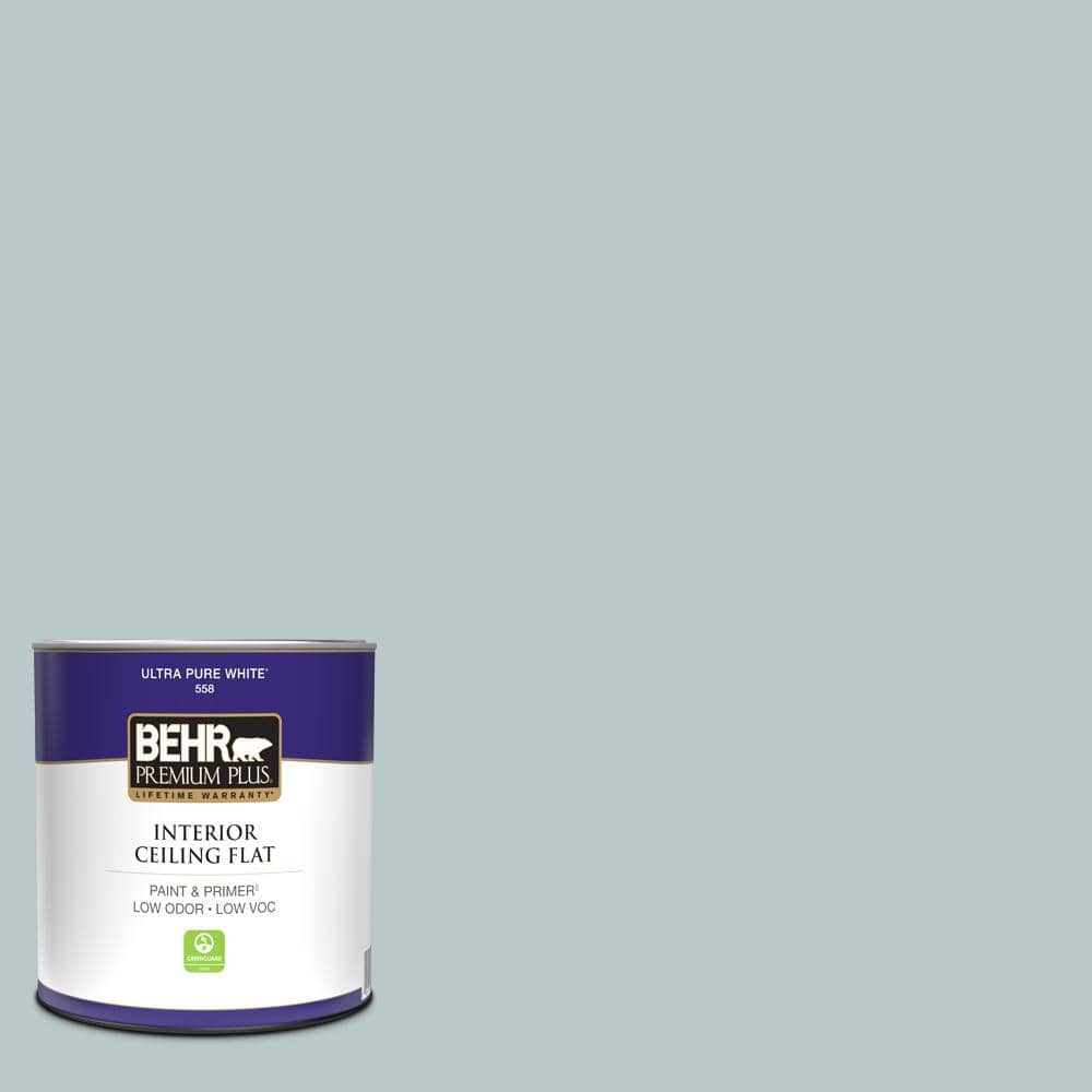 BEHR PREMIUM PLUS 1 qt. #N470-2A Dusted Blue Ceiling Flat Interior ...