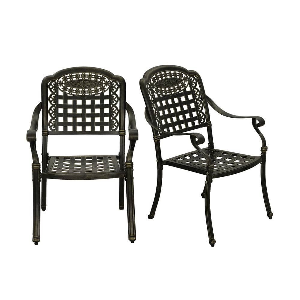 Mondawe Bronze Cast Aluminum Patio Dining Chair for Deck Lawn Garden ...