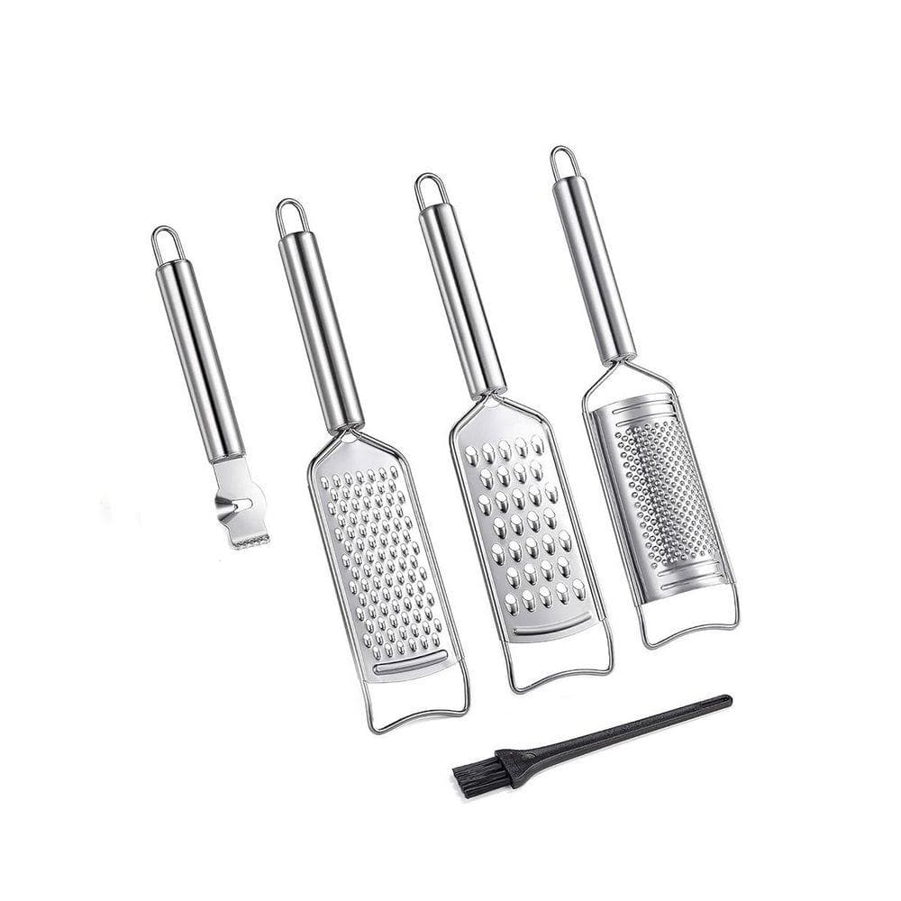 Lynzavix Stainless Steel Silver Kitchen Grater Set with Cleaning Brush ...