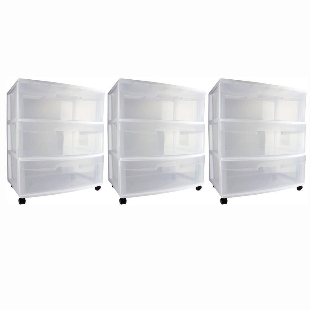 Sterilite 13.25 in. W x 7 in. H x 19.12 in. D Clear Stackable Pull-Out ...