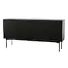 Benjara Gray and Black Wood Top 18 in. Sideboard with 4 Slatted-Doors ...