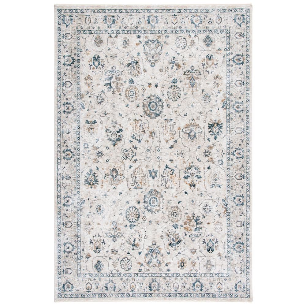 SAFAVIEH Dream 4 ft. x 6 ft. Ivory/Light Beige Distressed Border Area ...