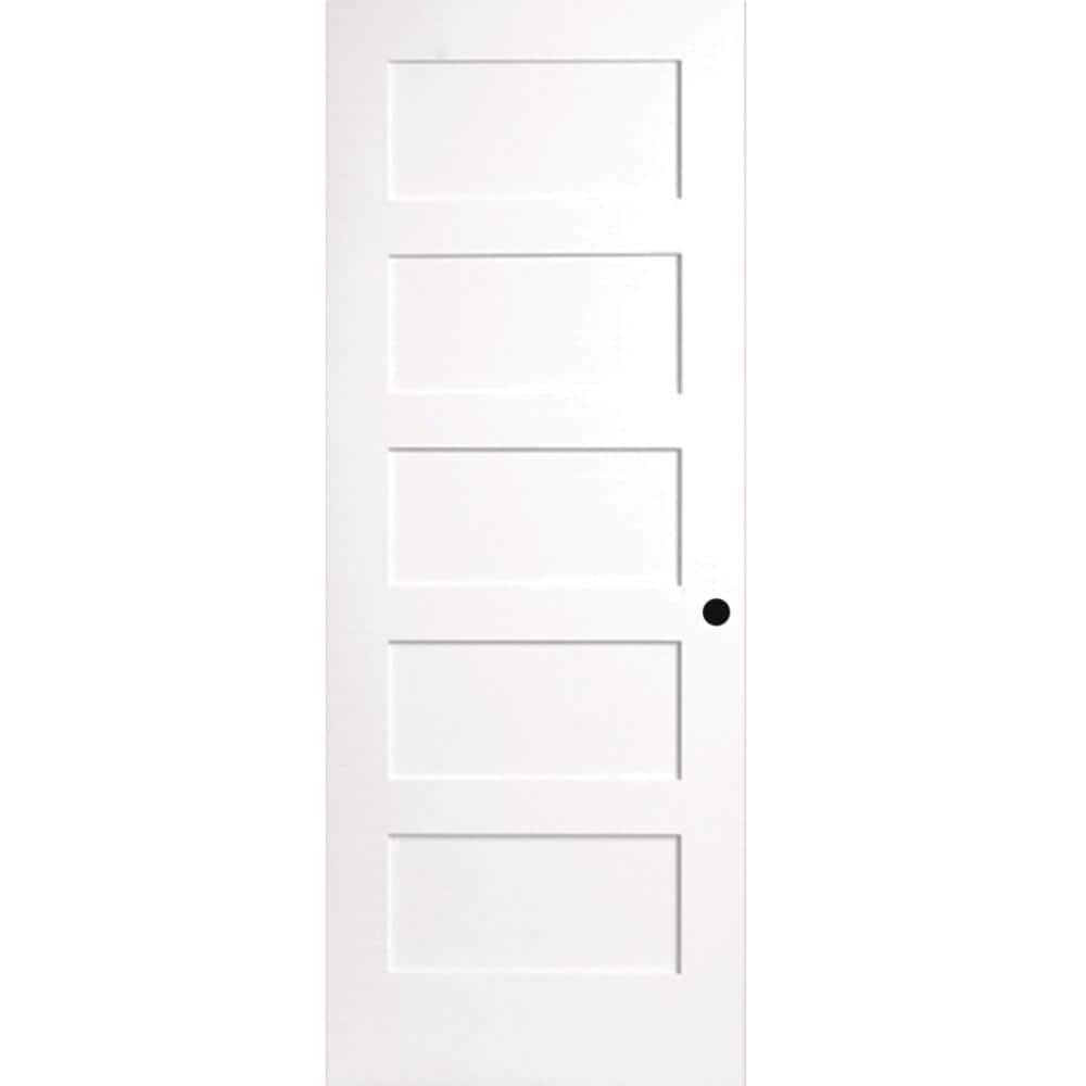 Steves & Sons 24 in. x 80 in. 5-Panel White Ultra Shaker Primed Wood ...