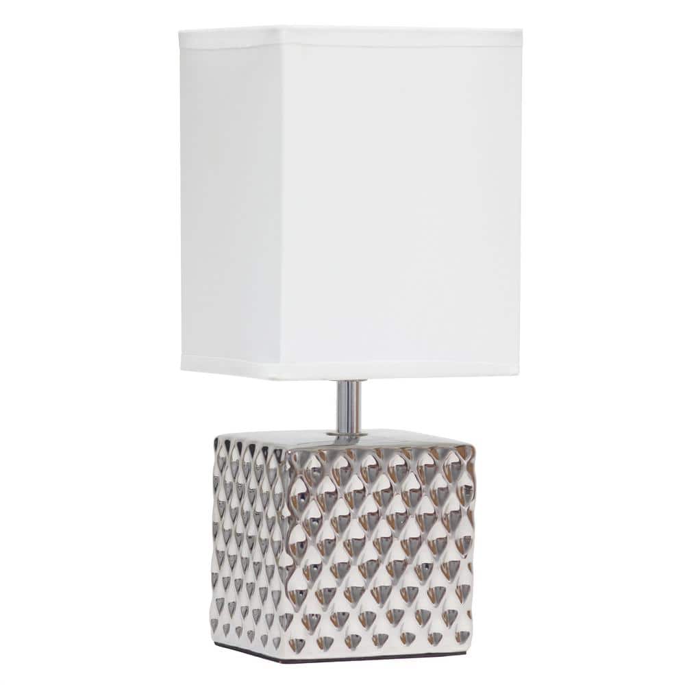 Simple Designs 11.81 in. Chrome with White Shade Petite Hammered ...