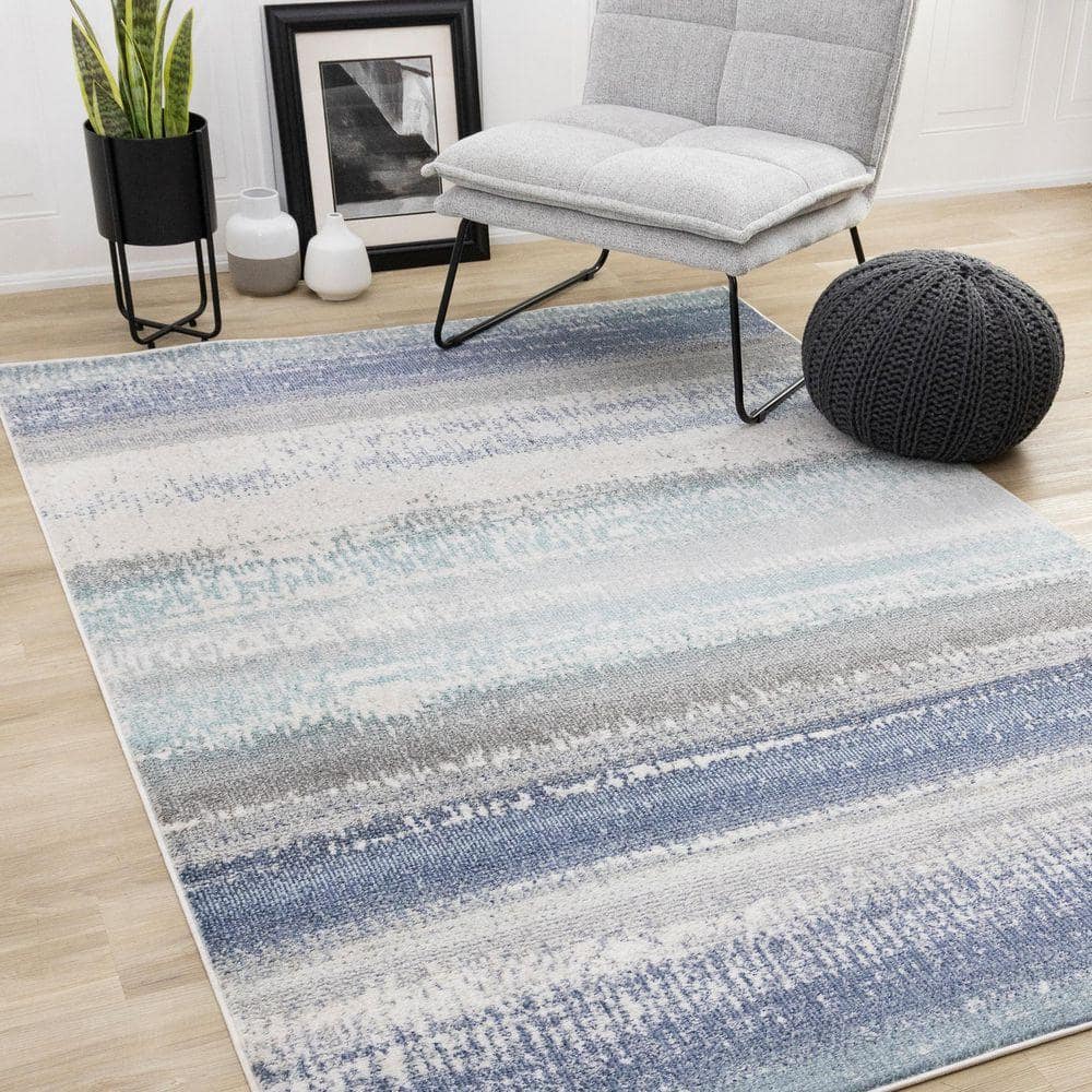 Rug Branch Solenne Collections 5 ft. x 8 ft. Blue Distressed Indoor ...