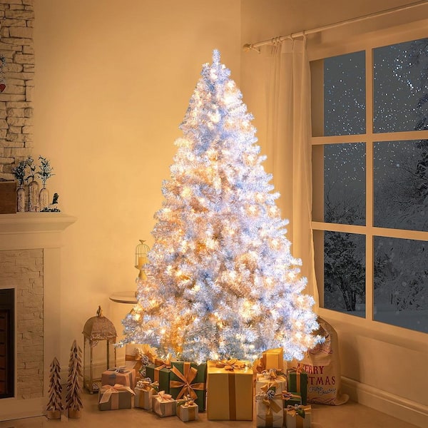 Lycvki 6 ft. Silver Artificial Cedar Tree with 800 Branch Tips and 300 ...