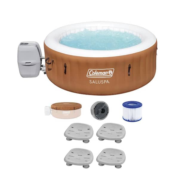 Coleman SaluSpa Ponderosa 4-Person 120-Jet Inflatable Hot Tub with Pool ...